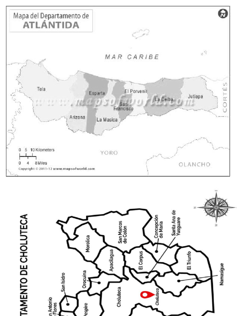 Mapa de Los Departamentos de Choluteca Blanco y Negro | PDF