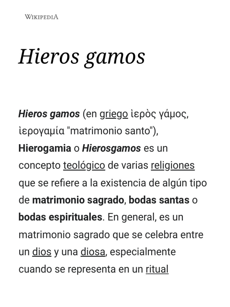 Hieros Gamos - Wikipedia, La Enciclopedia Libre | PDF