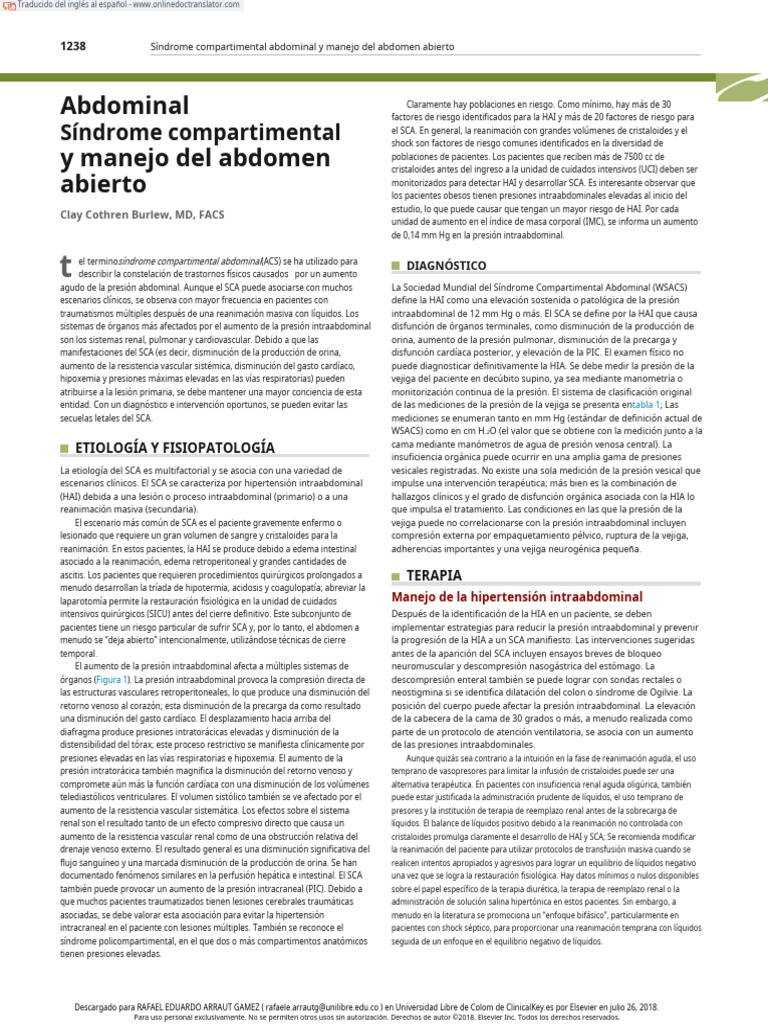 SINDROME COMPARTIMENTAL Y MANEJO DE ABDOMEN ABIERTO..en - Es | PDF