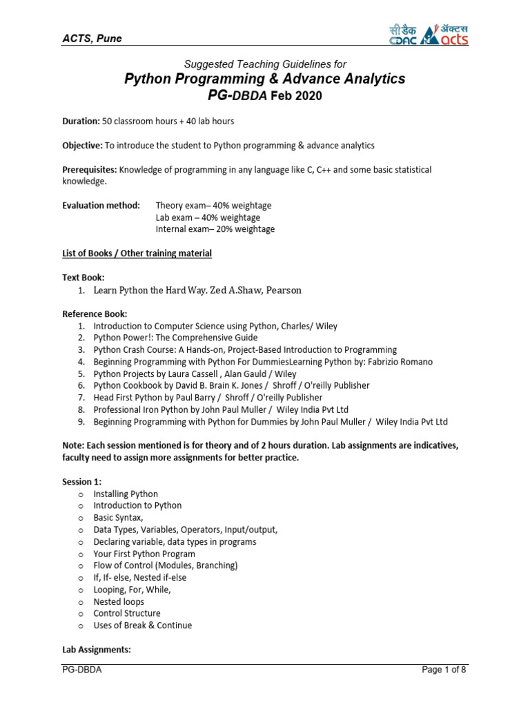 Python Programming & Advance Analytics | PDF