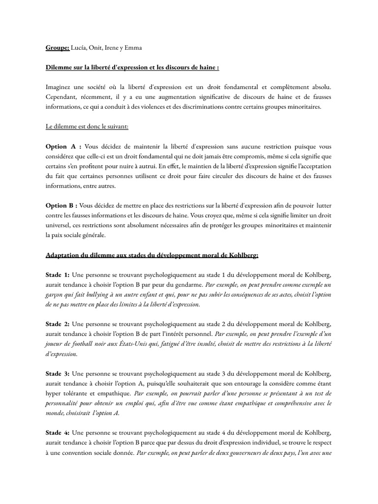 Dilemme Sur La Liberté D'expression | PDF Dilemme Sur La Liberté D'expression | PDF