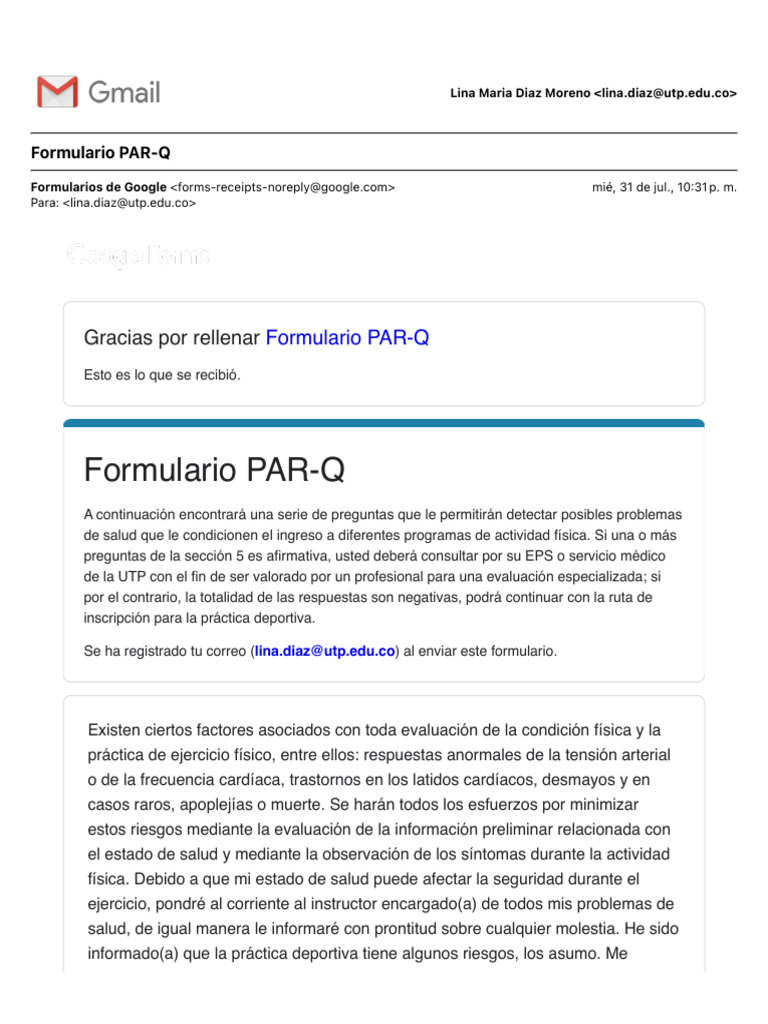 Formulario PAR-Q | PDF