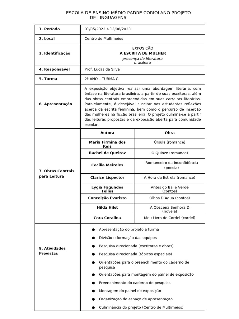 PROJETO DE LINGUAGENS 2C+ (2) + (2) Abcdpdf PDF para Word | PDF