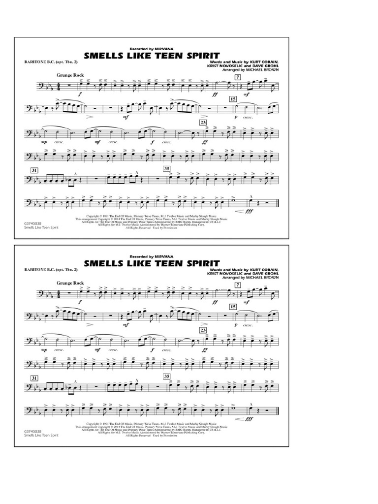 12 - Smells Like Teen Spirit - Baritone B.C. (Opt. Tbn. 2) | PDF
