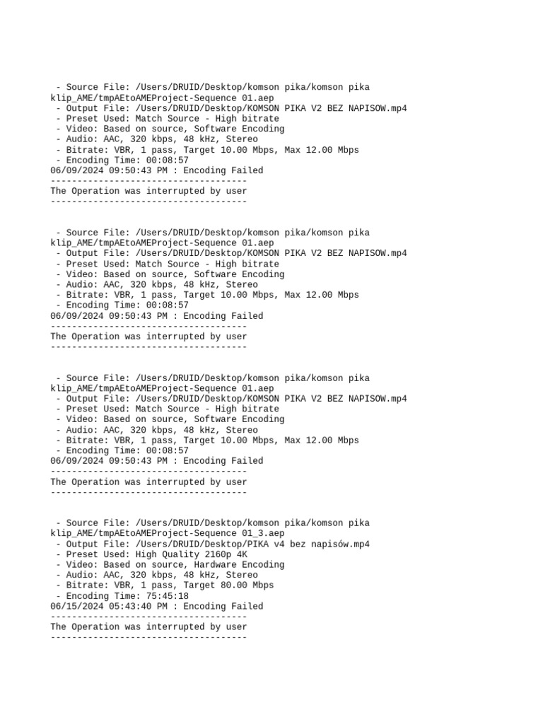 AMEEncoding Error Log | PDF