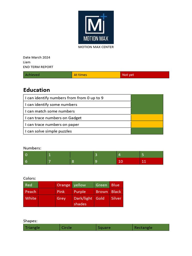 Liam March 2024 Report | PDF