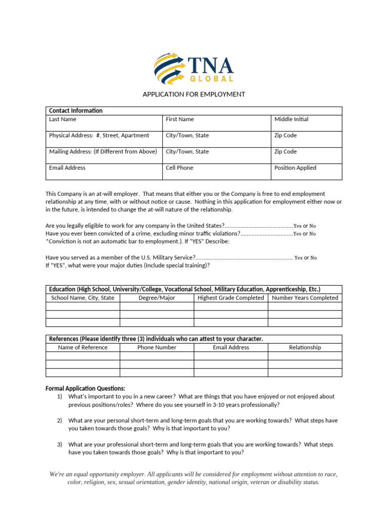 Formal Application Job | PDF