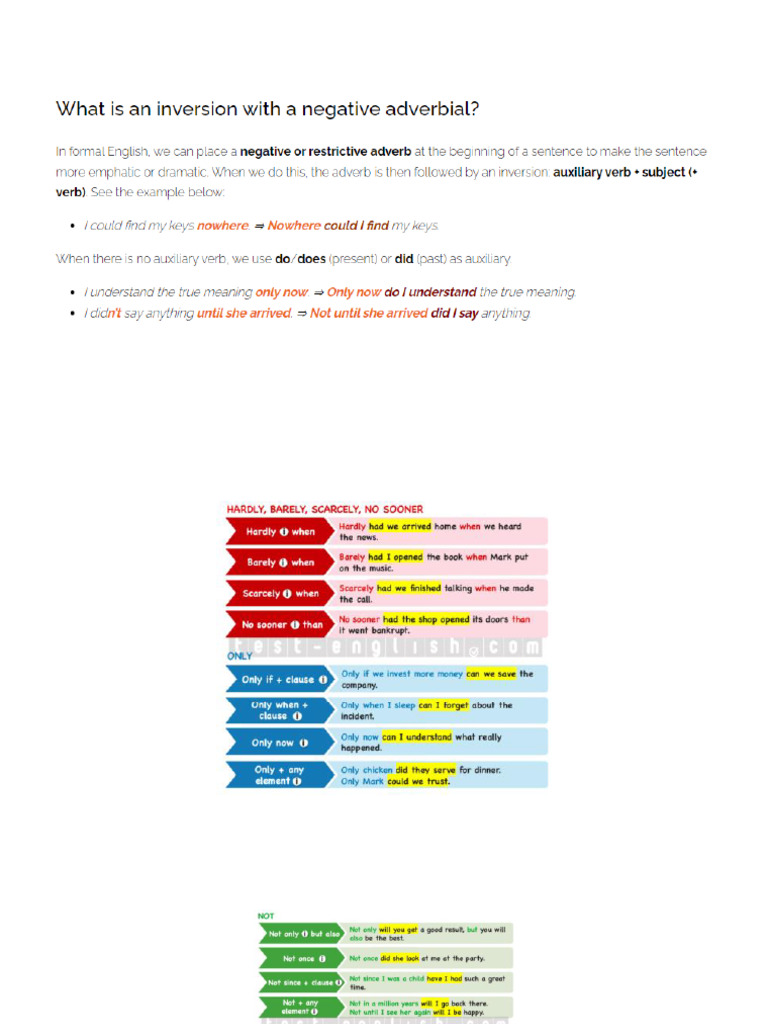 Negative Adverbials | PDF