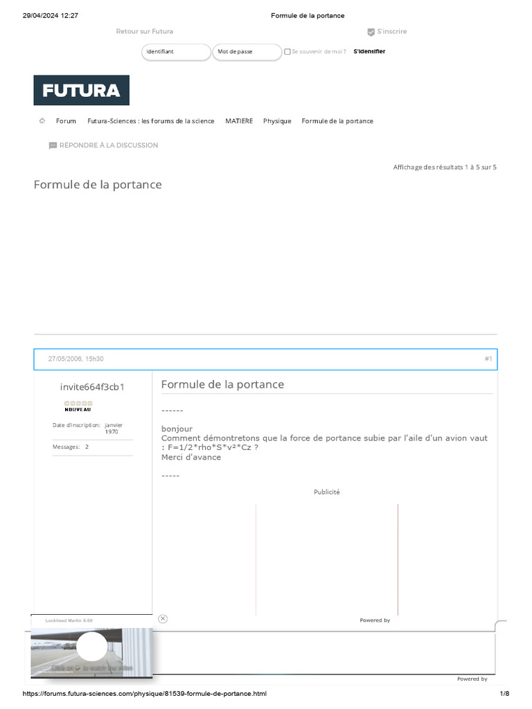 Formule de la portance | PDF