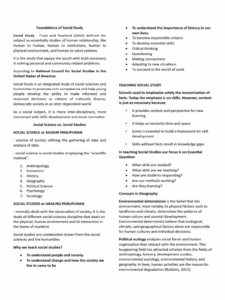 Foundations of Social Study | PDF