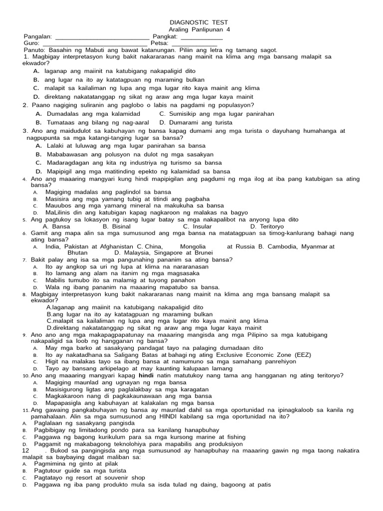 DIAGNOSTIC - AP - 2024-2025 | PDF