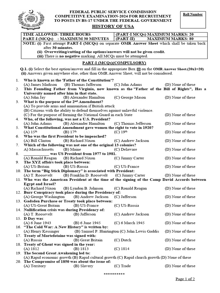 Css Us History 2024 | PDF