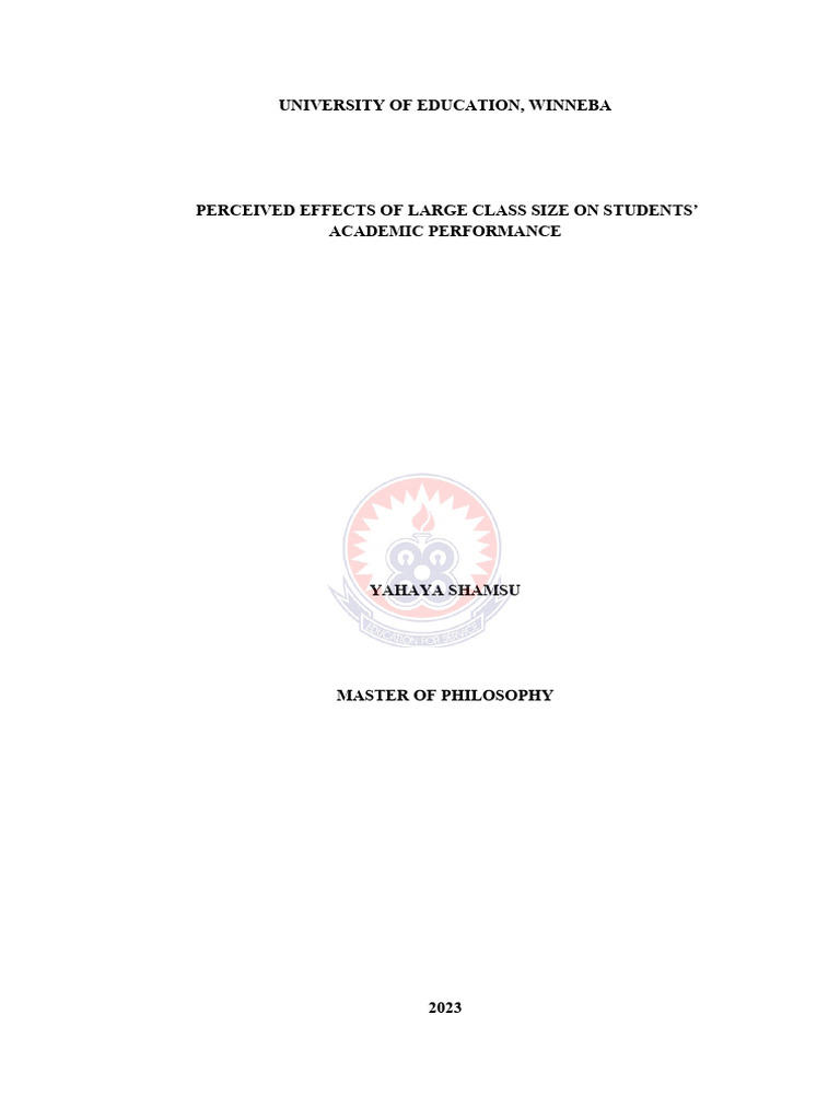 Perceived Effects of Large Class Size On Students' Academic Performance ...