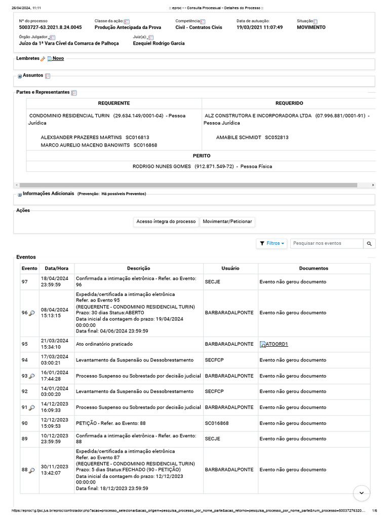 Eproc - Consulta Processual - Detalhes Do Processo | PDF