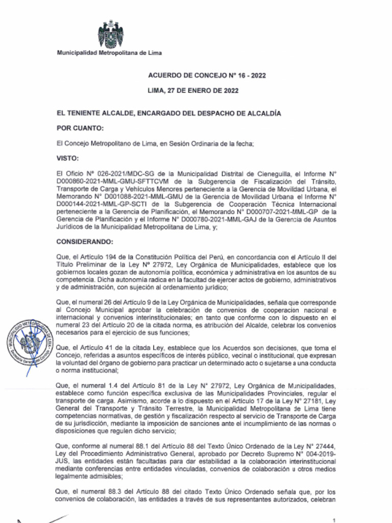 Acuerdo de Consejo N°16-2022 (27.01.2022) | PDF Acuerdo de Consejo N°16-2022 (27.01.2022) | PDF