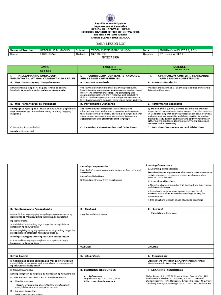 DLL WEEK4 Day 1 | PDF