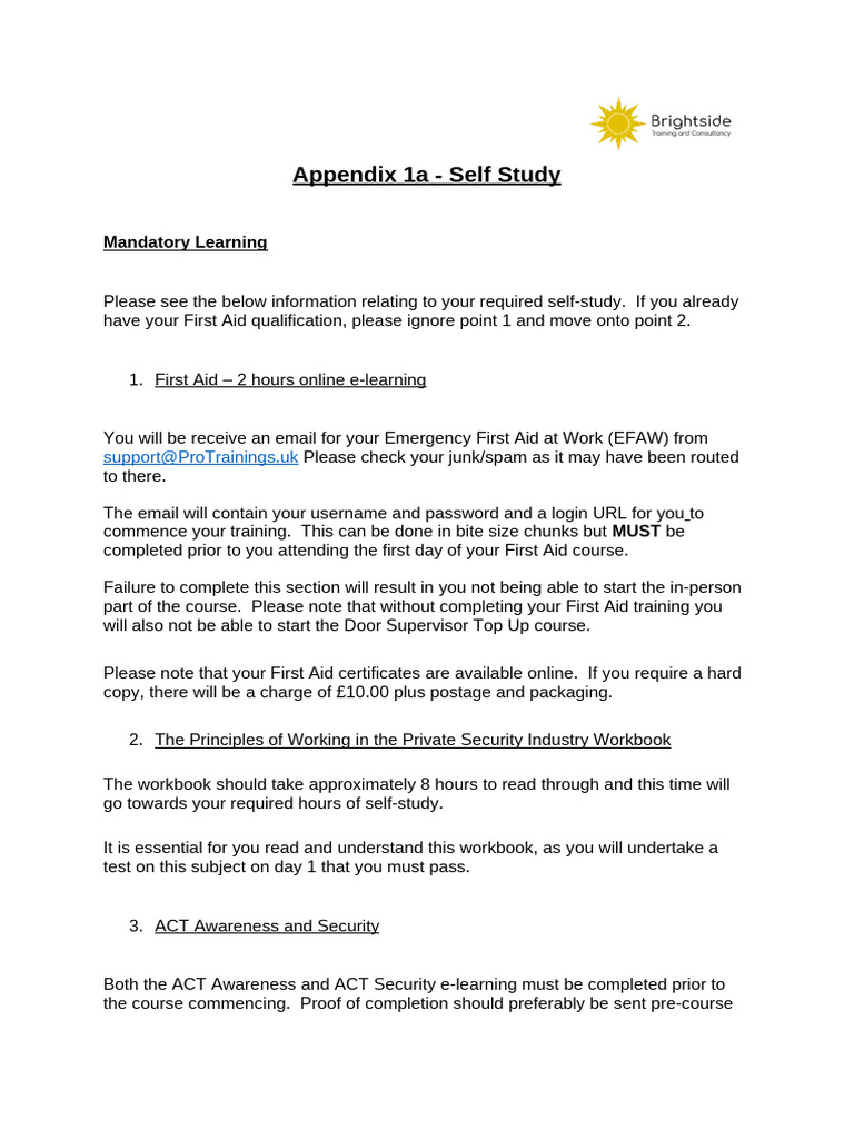 Appendix 1a Door Supervisor | PDF