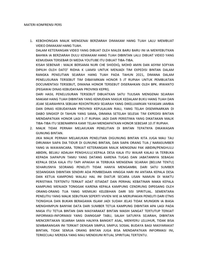 MATERI KONFRENSI PERS | PDF