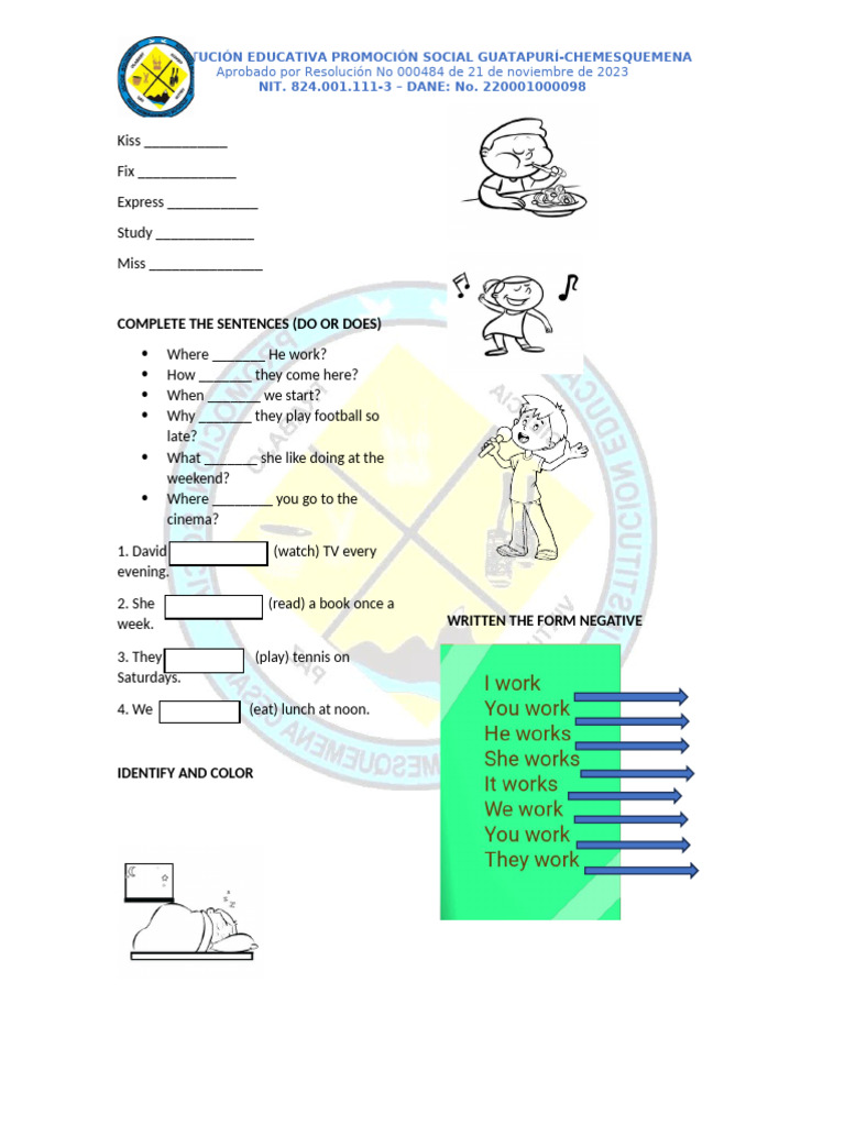 Taller Ingles Sexto Grado | PDF