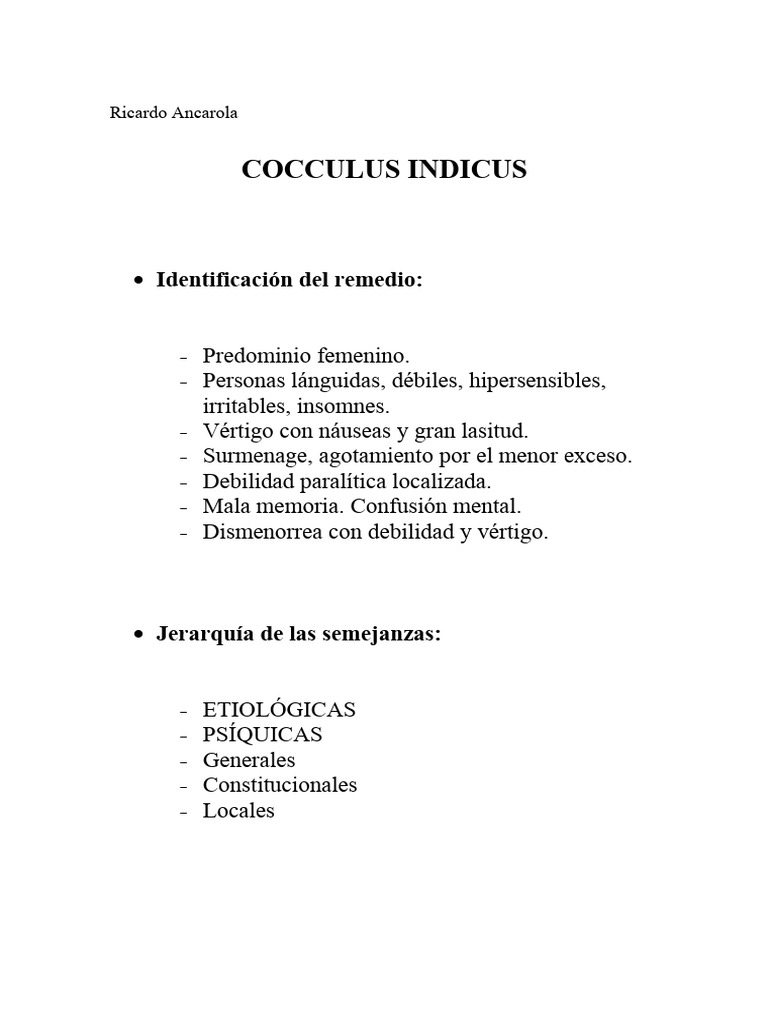 Cocculus Indicus | PDF