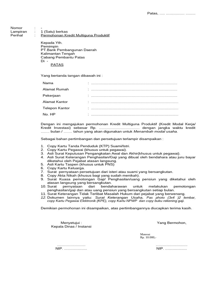 Permohonan KMG Produktif | PDF | Karier & Perkembangan | Pengelolaan Keuangan & Uang