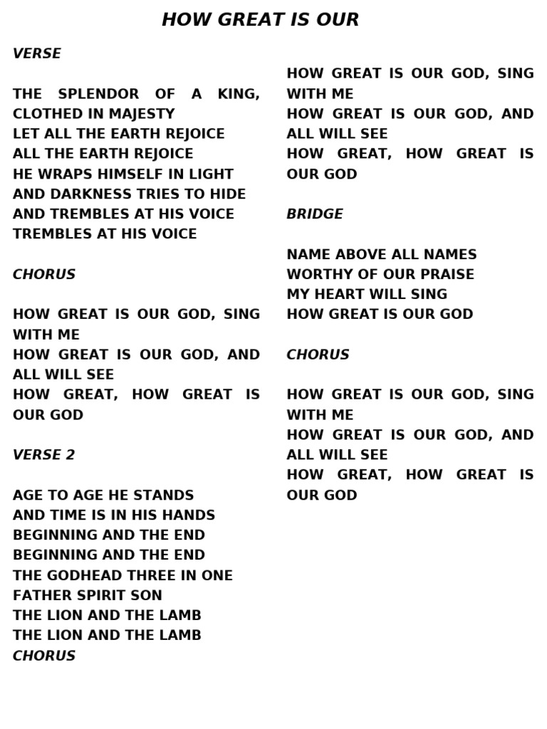 How Great Is Our God | PDF