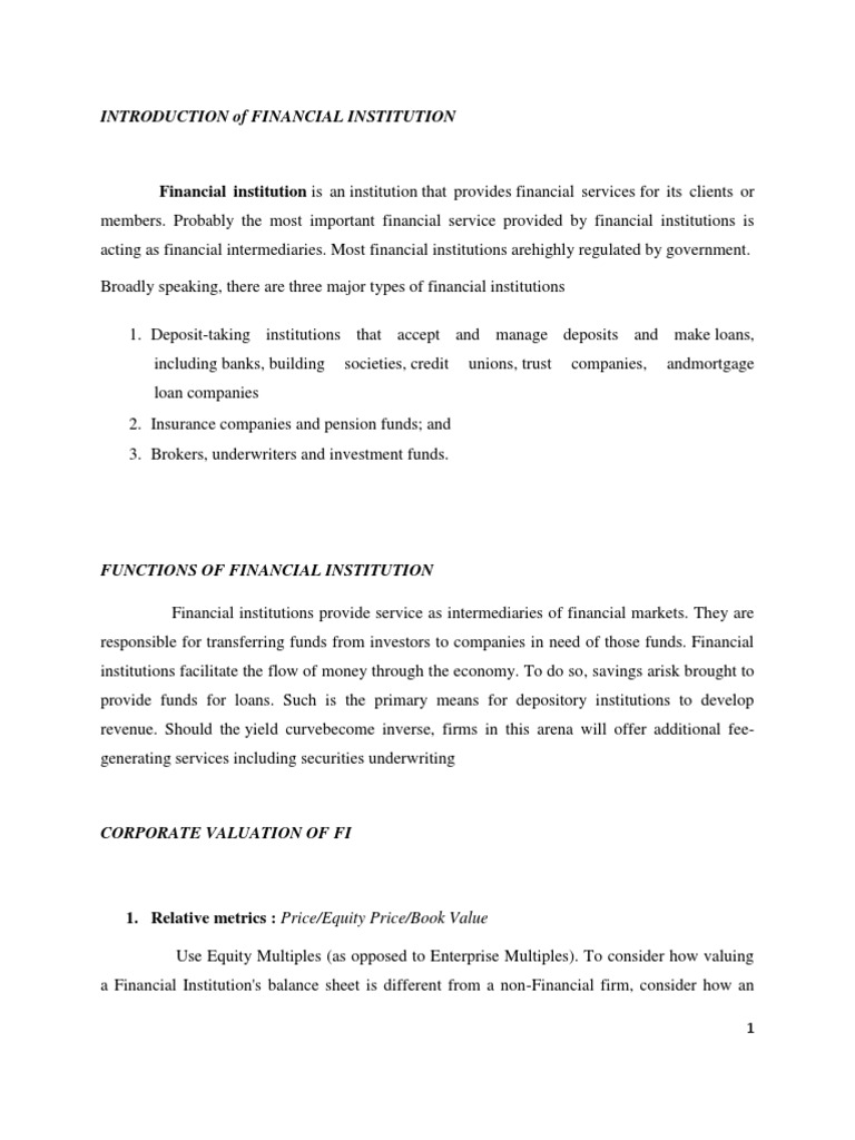 Introduction of Financial Institution | PDF | Banks | Economic Growth