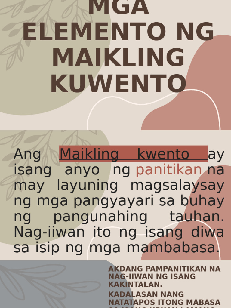 Mga Elemento NG Maikling Kuwento | PDF