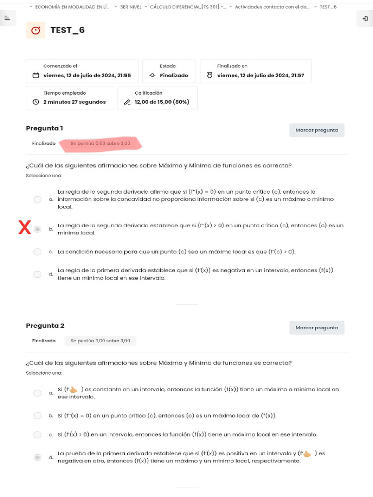 Calculo Test 6 | PDF