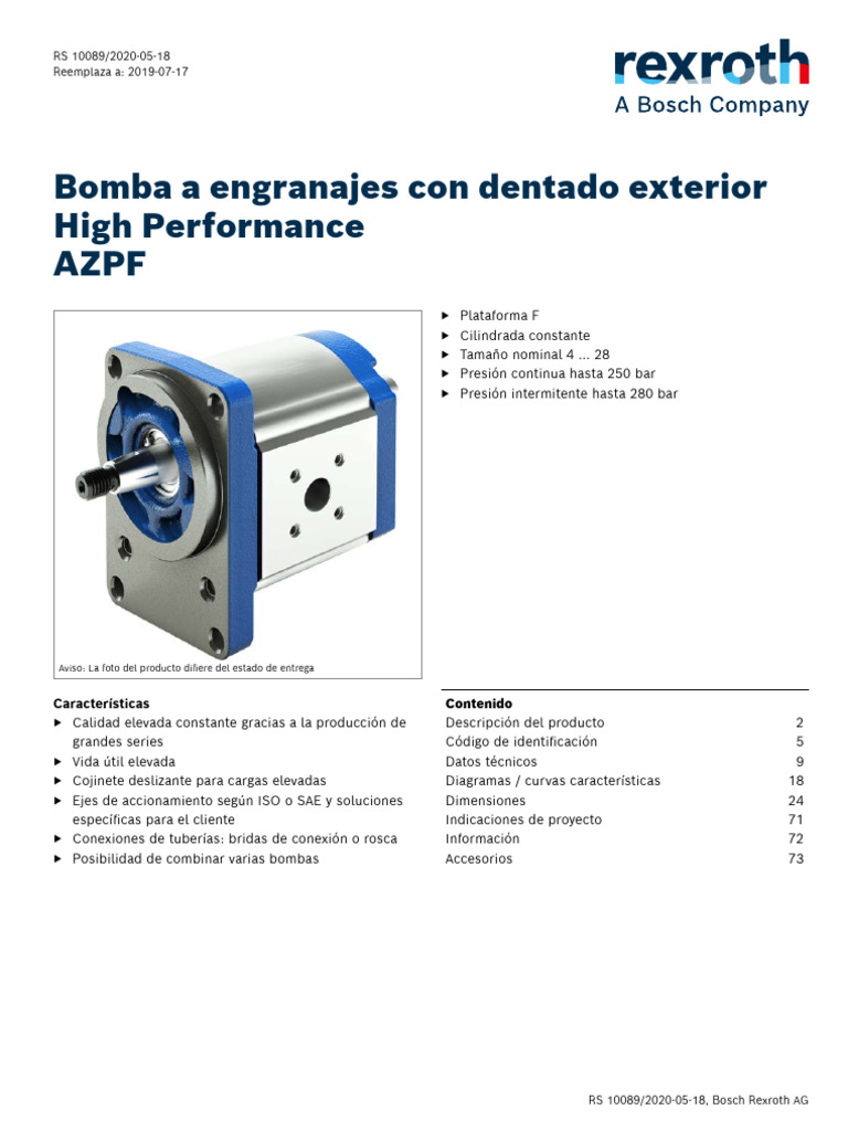 Bombas de Engranes Rexroth | PDF