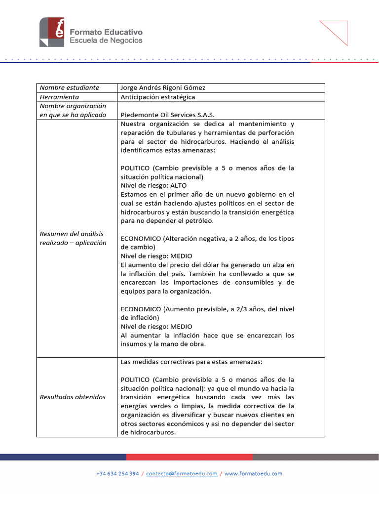 Plantilla Entrega Herramienta 1 - ANTICIPACION ESTRATEGICA | PDF