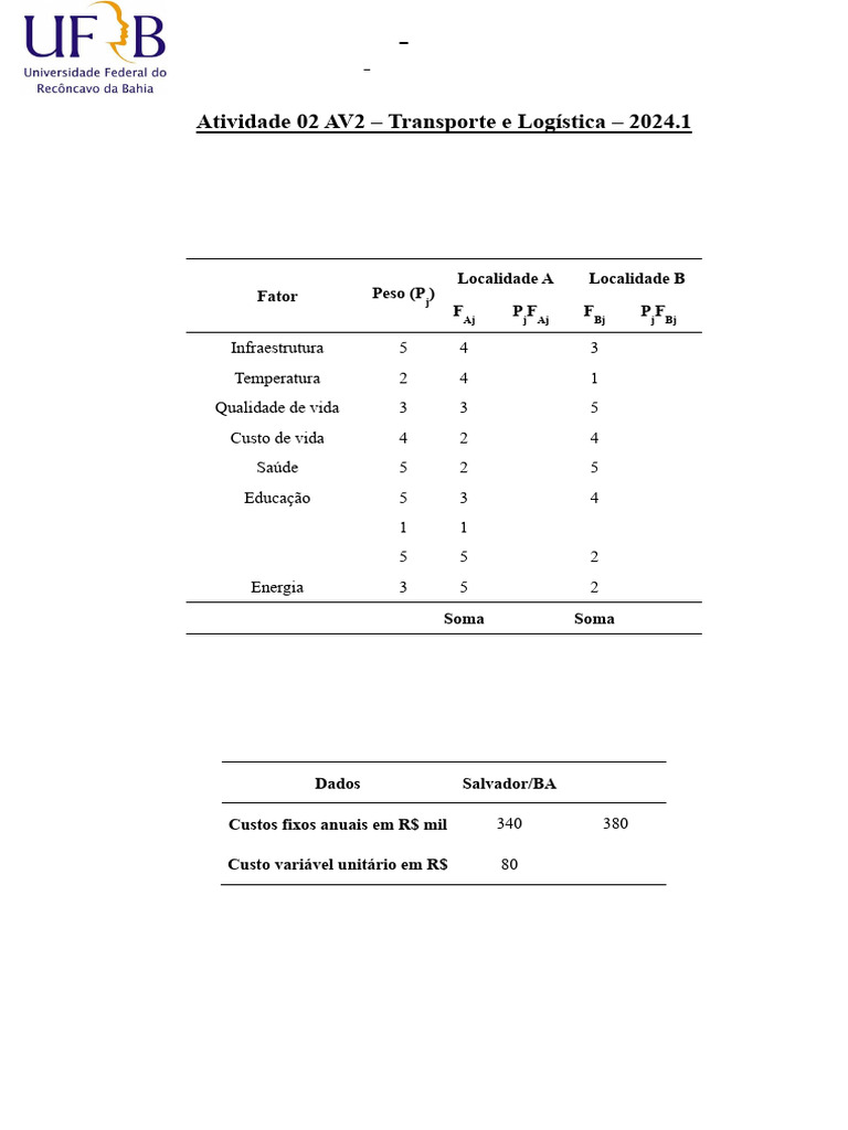 Atividade 2 AV2 TL UFRB 2024 1 | PDF