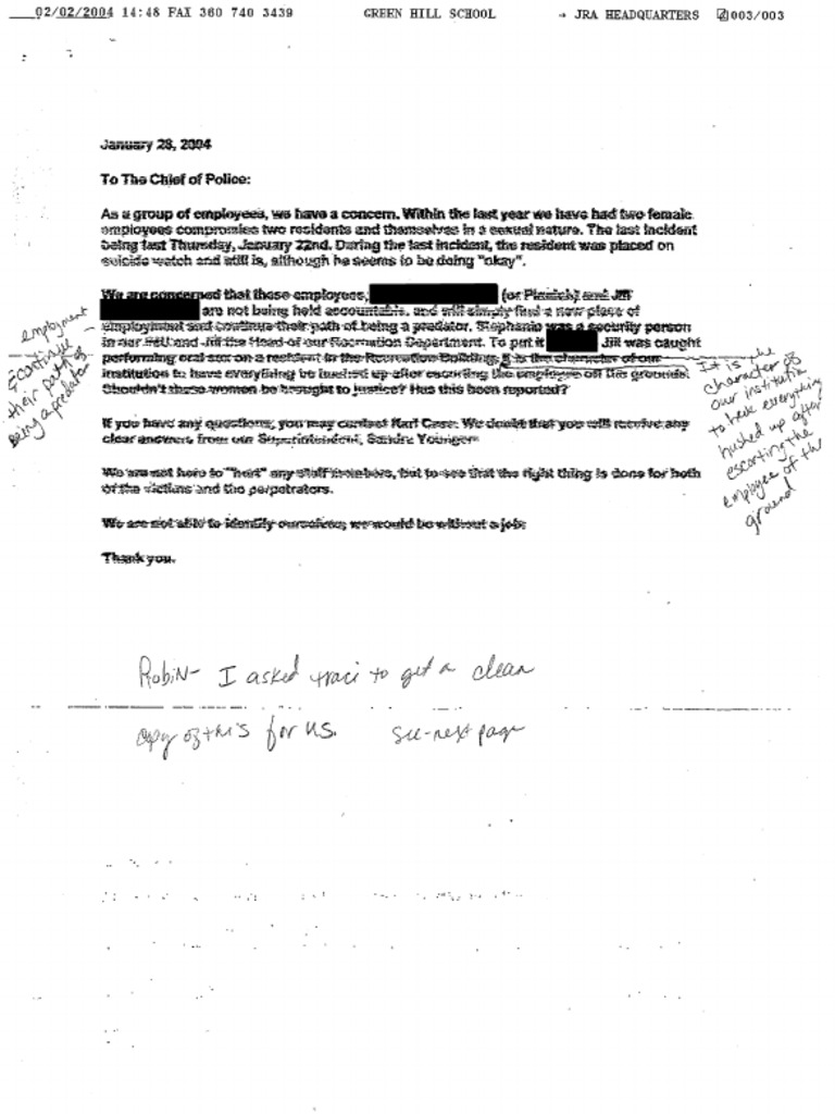 Anonymous Letter Regarding Sexual Abuse, 2004 | PDF