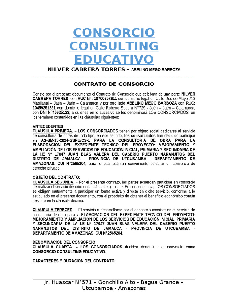 Contrato de Consorcio | PDF
