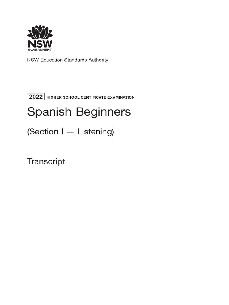 2022 HSC Spanish Beginners Transcript | PDF