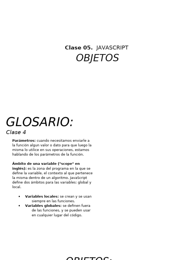 Clase 05 - Objetos | PDF