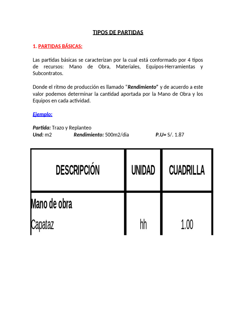 Tipos de Partidas | PDF