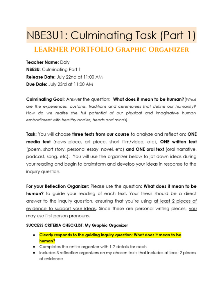 NBE3U1 Culminating Task Part 1 | PDF