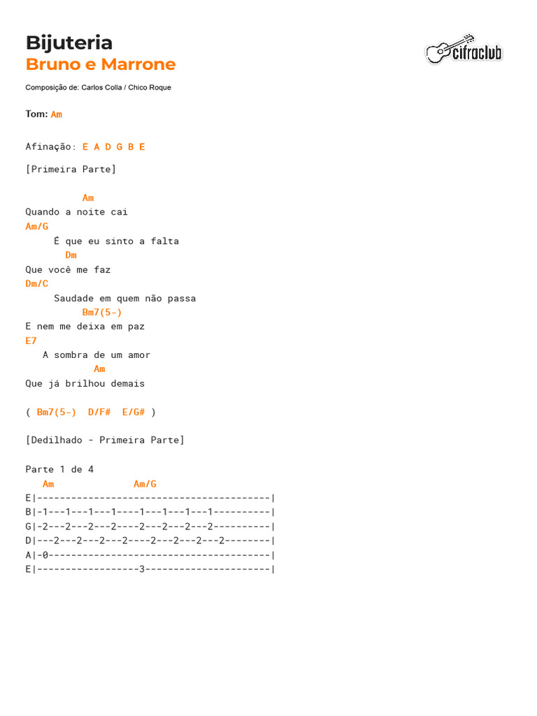 Cifra Club - Bruno e Marrone - Bijuteria | PDF