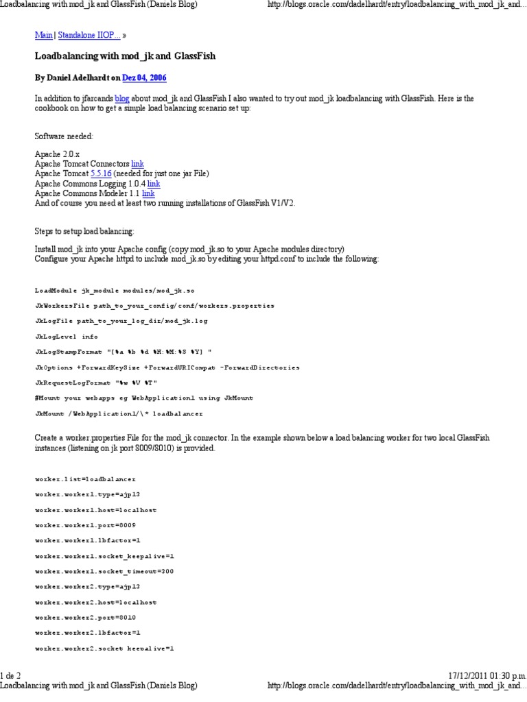 Load Balancing With Mod - JK A... | Download Free PDF | Apache Http Server | System Software