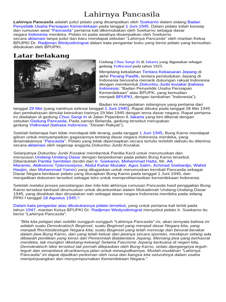 Lahirnya Pancasila | PDF