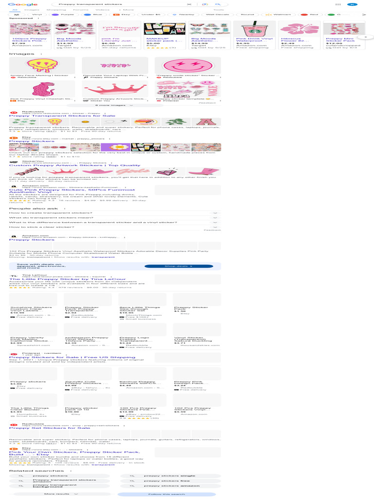 Preppy Transparent Stickers - Google Search | PDF