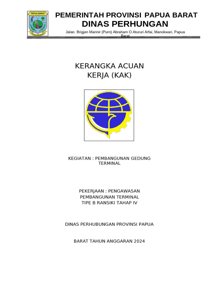 Kak Pgwasan TERMINAL TYPE B Ransiki Tahap IV | PDF