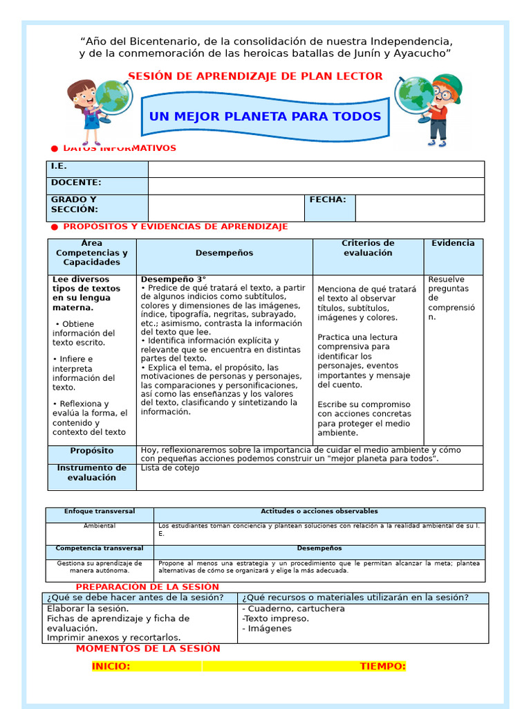 Plan Lector Dia Del Medio Ambiente.05 Junio 2024 | PDF