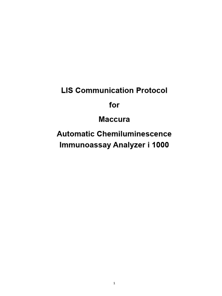 I 1000 LIS Communication Protocol | PDF