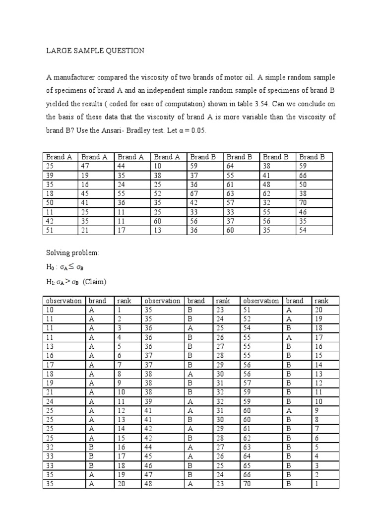 Large Sample Ansari-Bradley Test