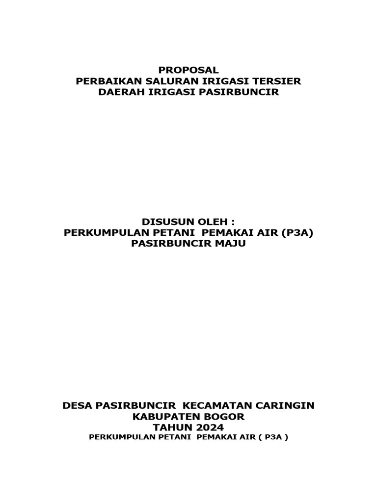 Proposal Pengajuan P3A PASIRBUNCIR MAJU | PDF