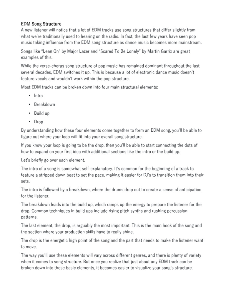 EDM Song Structure | PDF