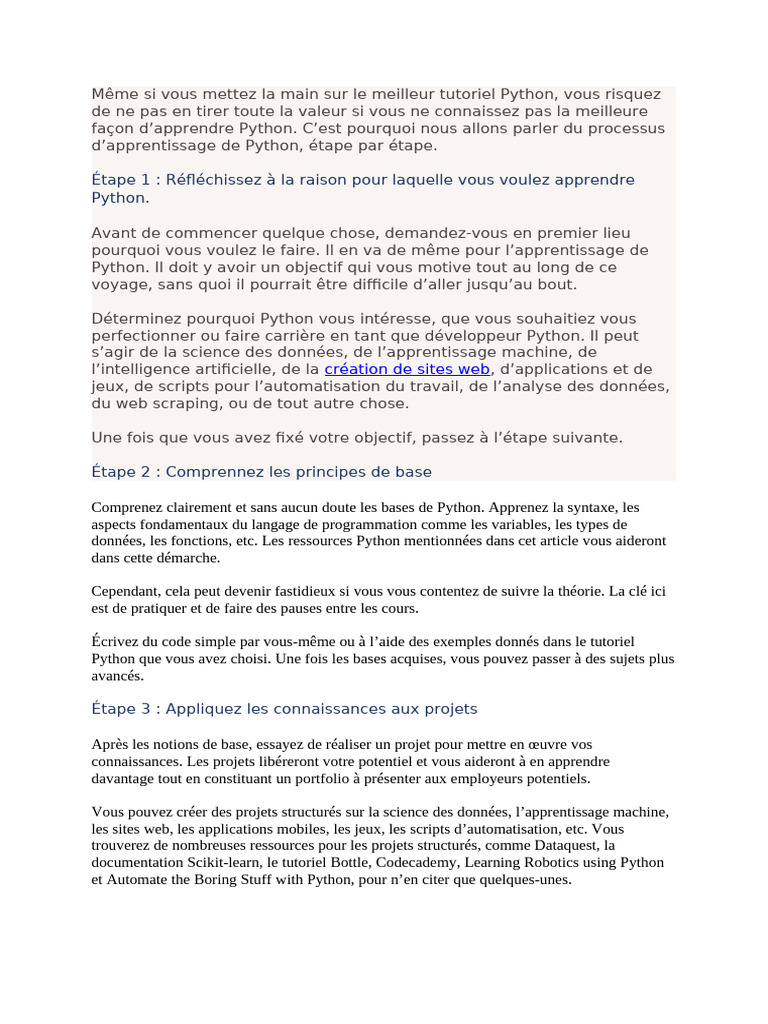 Comment Apprendre Python Étape Par Étape | PDF