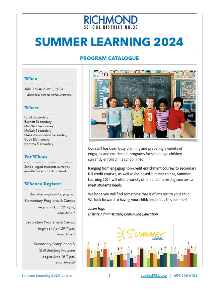 Summer Learning 2024 Catalogue | PDF